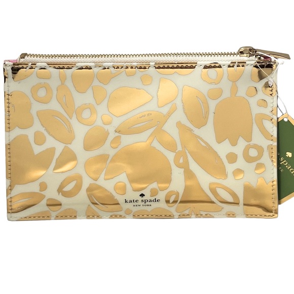 kate spade | Bags | Nwt Kate Spade Golden Floral Pouch Coordinating ...